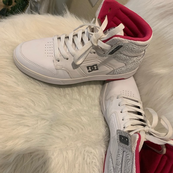 DC NYJAH | Shoes | Dc Shoes White And Pink Hightop Sneakers | Poshmark
